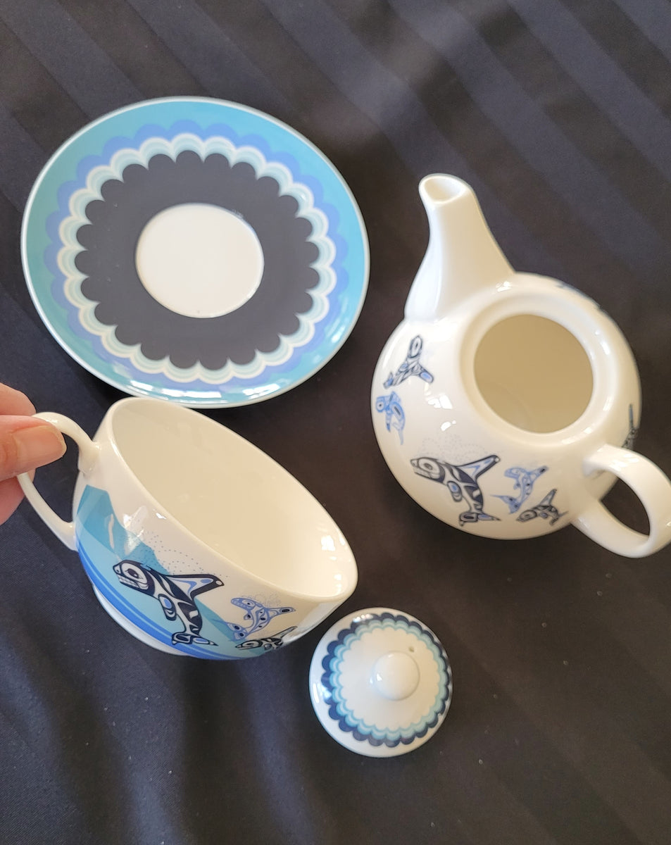 Tea for 1 set, "Orca Family" by Paul Windsor - mug, teapot and saucer ...