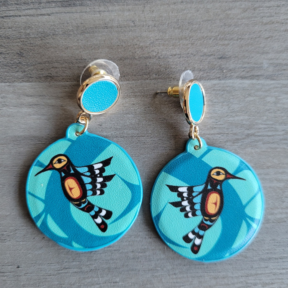 Vegan Leather Hummingbird Earrings artwork by Native Artist Francis ...