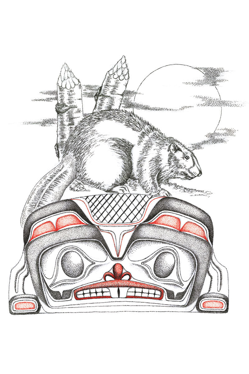 Wall Art - Beaver Making Home by Native Artist Charles Silverfox ...