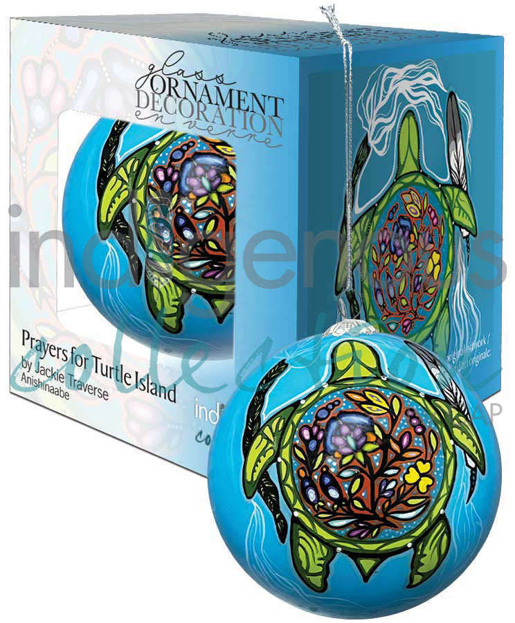 "Prayers for Turtle Island" Glass Ornament by Indigenous Artist, Jackie ...