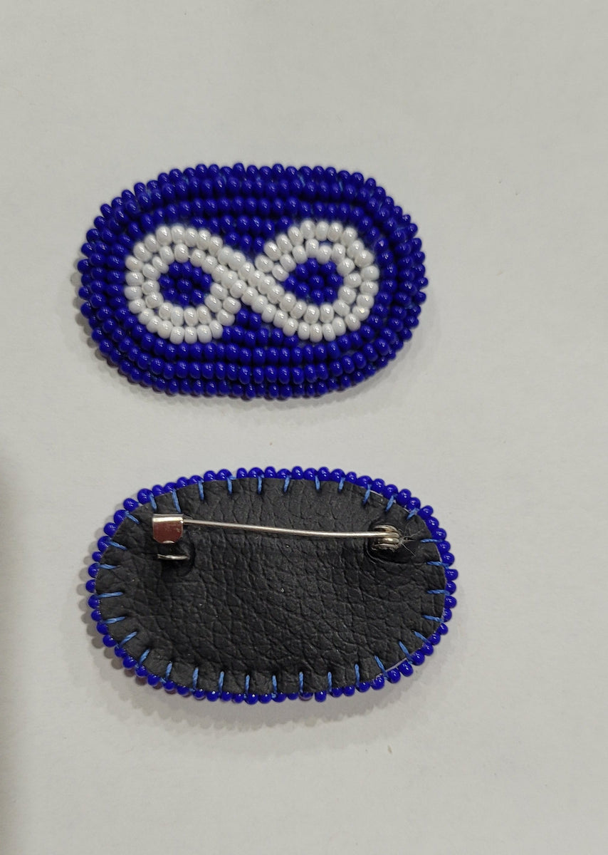 Beaded Metis Flag Pin – North of 50 First Nations & Métis Art Boutique