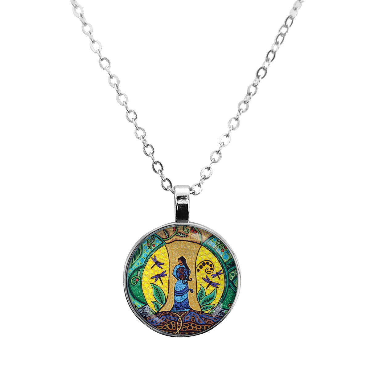 Strong Earth Woman Glass Dome Necklace, Metis artist Leah Dorion ...
